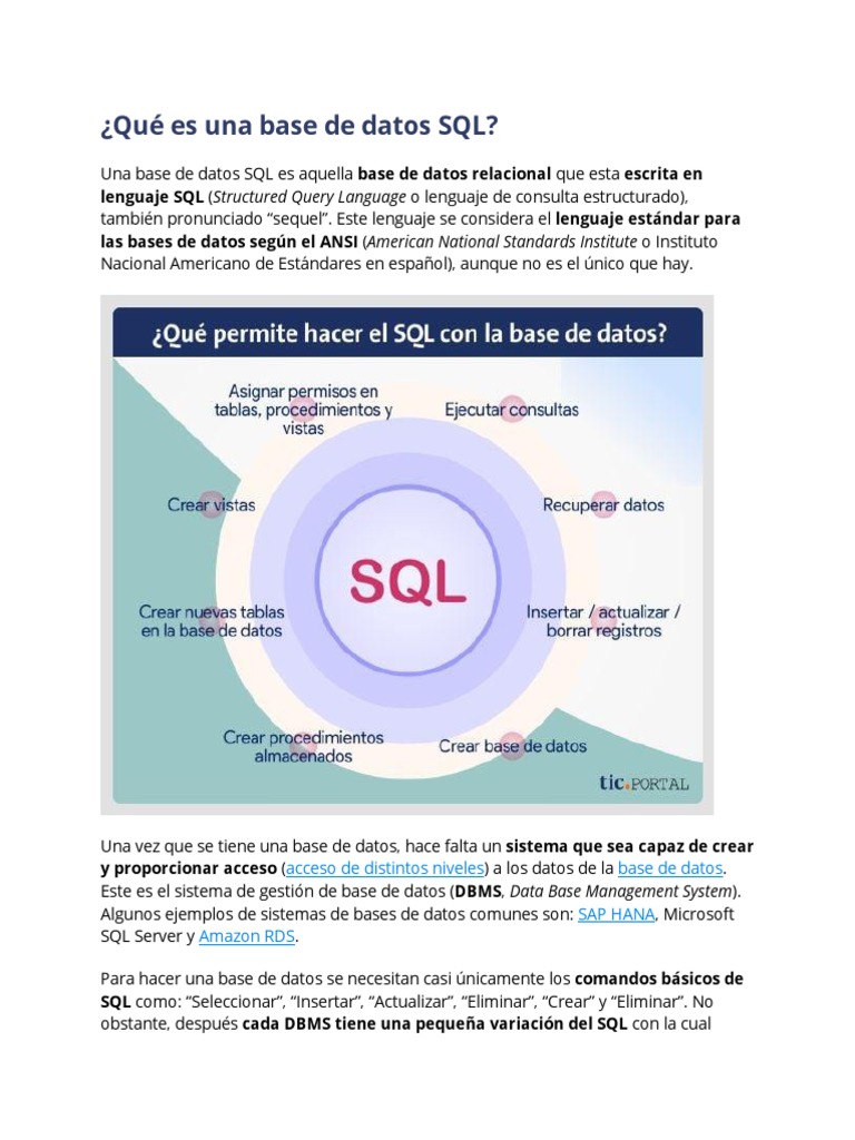 Qué Es Una Base de Datos SQL | PDF