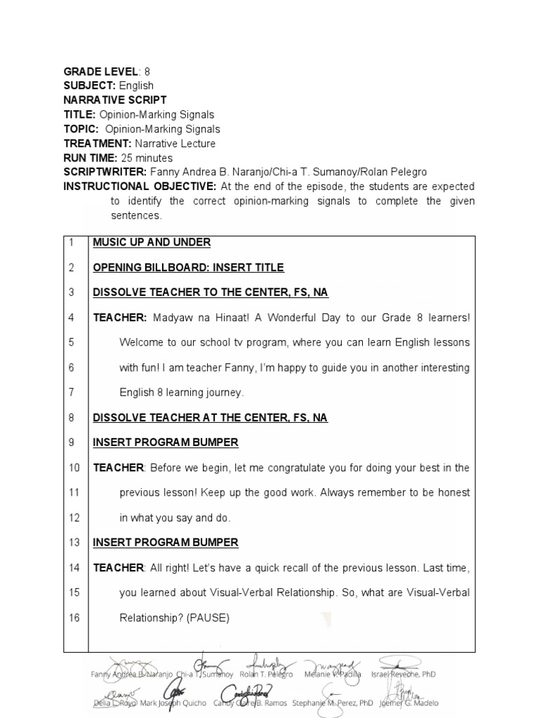 Final Narrative Script (EsP Team) | Download Free PDF | Experience ...