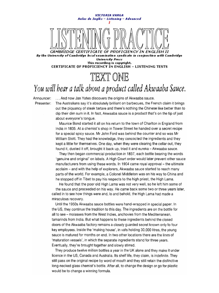 Listening - Advanced English | PDF | Crete | Europe