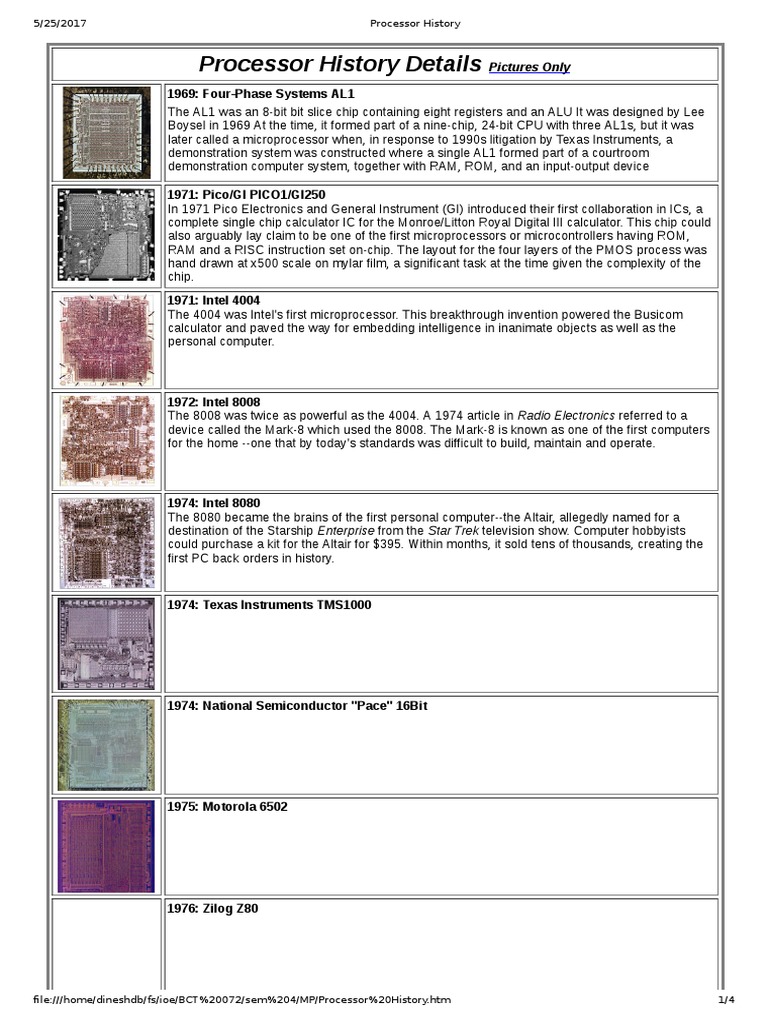 Processor History | PDF | Microprocessor | Central Processing Unit