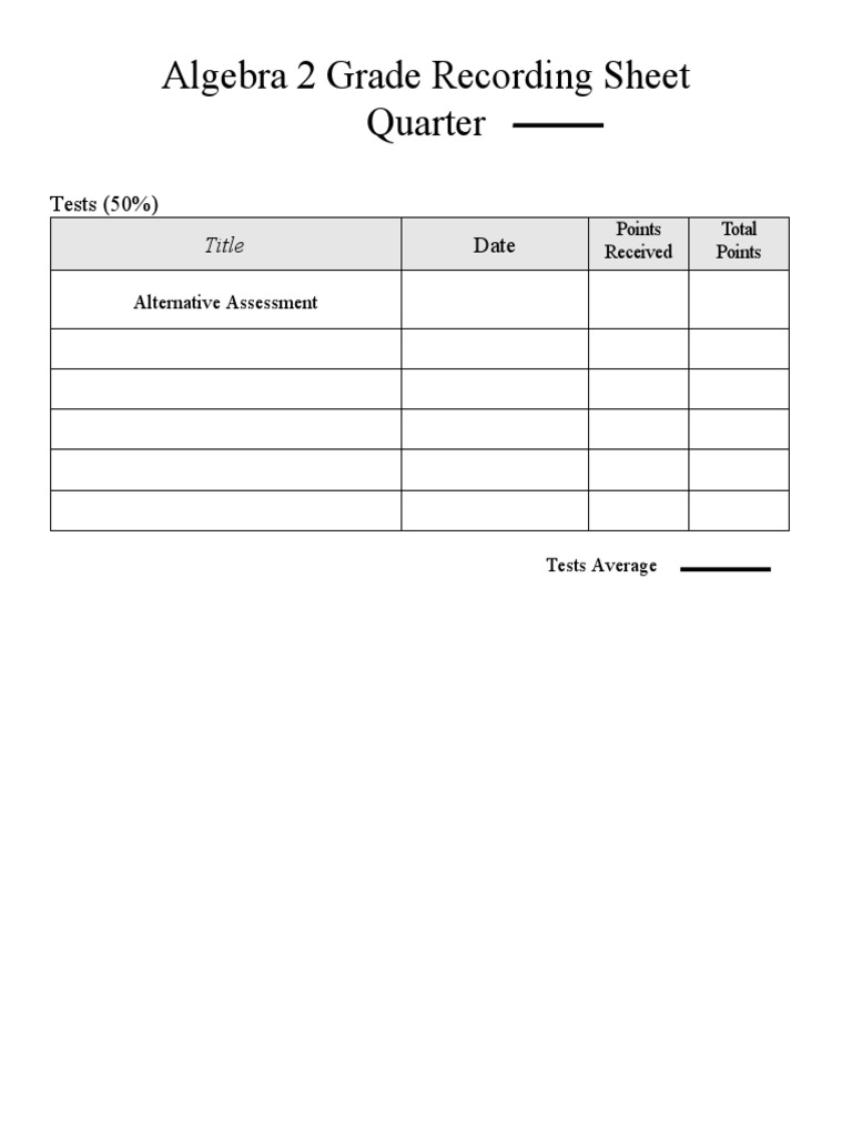 Student Grade Recording Sheet | PDF
