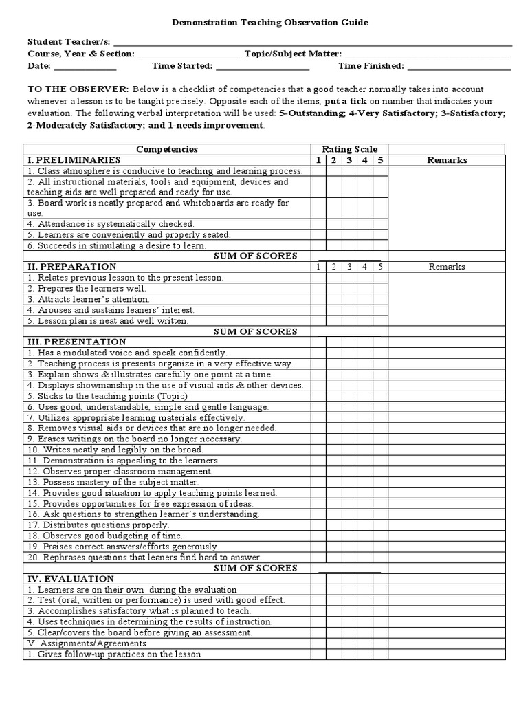Teaching Demonstration Rubrics for BTVTED and BECED | PDF | Learning ...