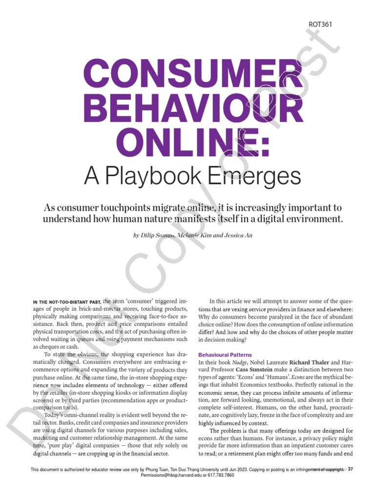 Customer Behavior Online | PDF | Behavior | Choice