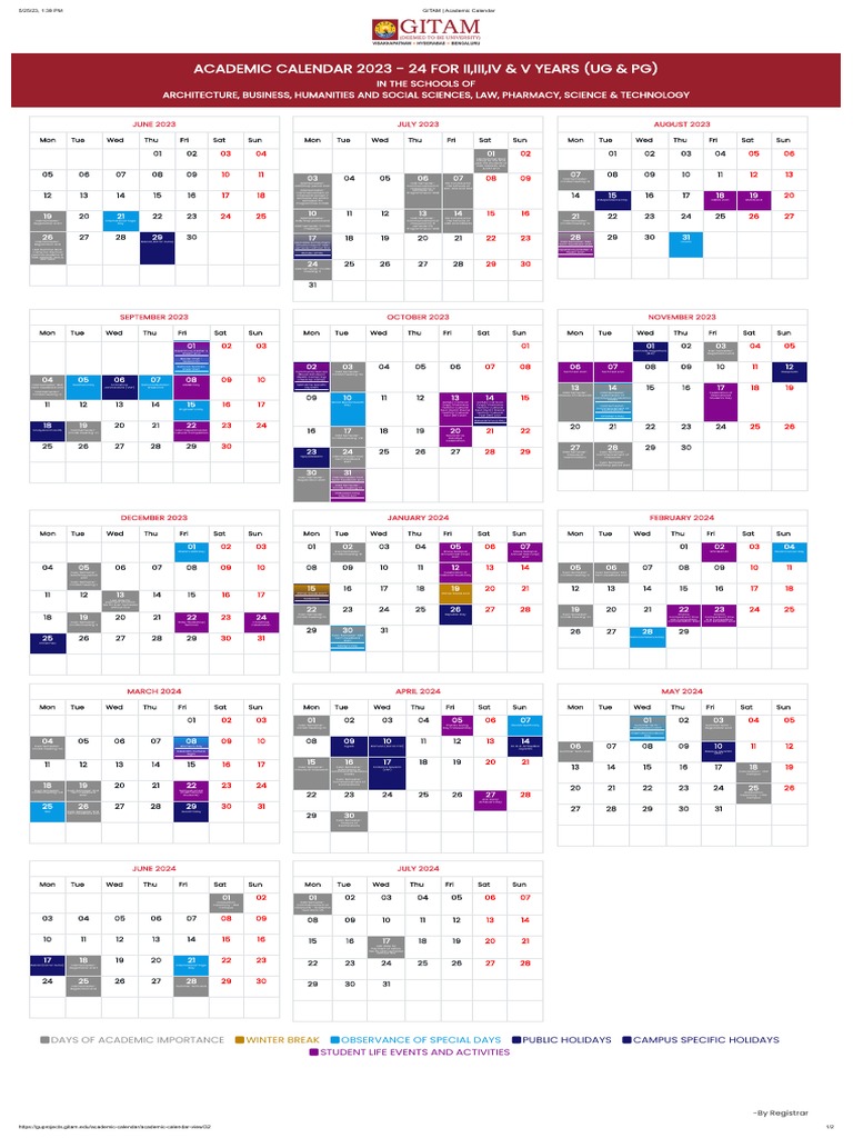 GITAM Academic Calendar 2023-24 | PDF | Religious Festivals | Hindu Worship
