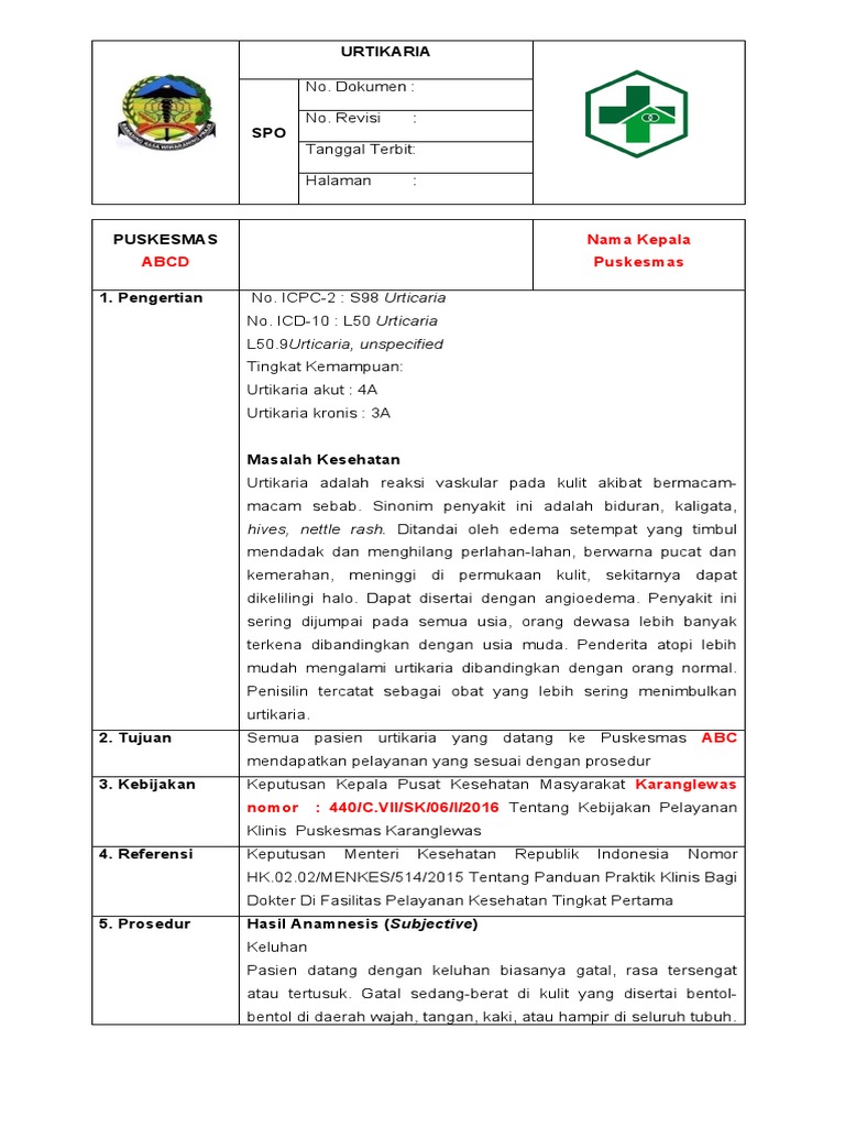 Urtikaria Generalisata ICD 10 L50.9 | PDF | Pengembangan Diri ...
