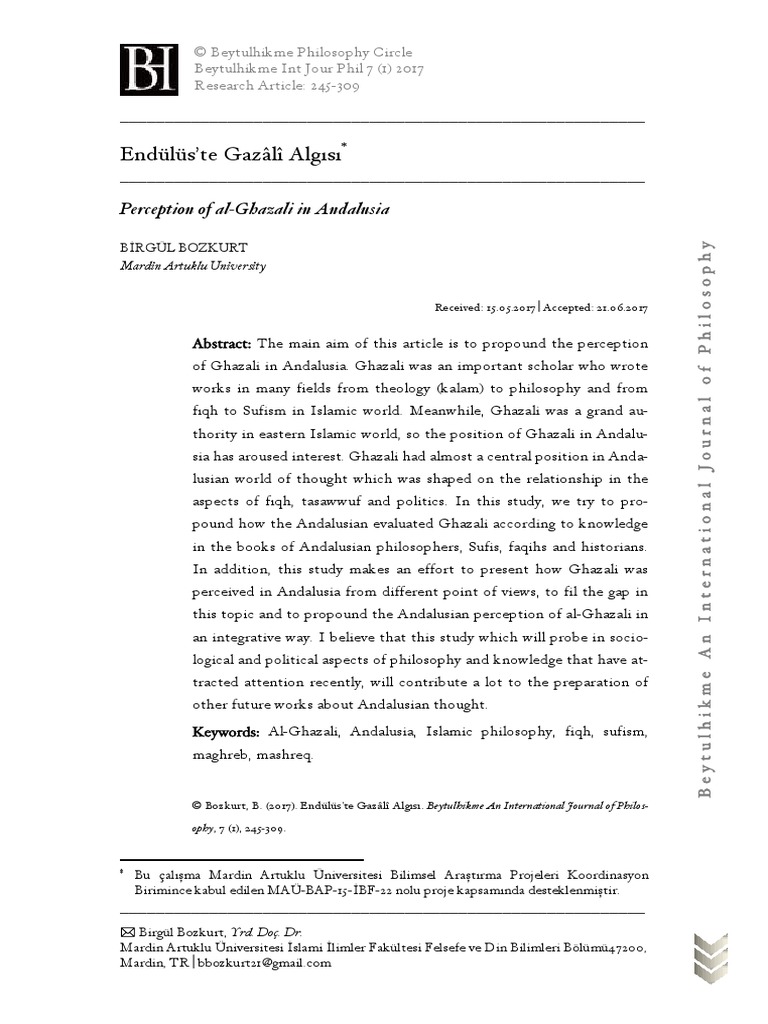 Endülüs'Te Gazâlî Algısı | PDF