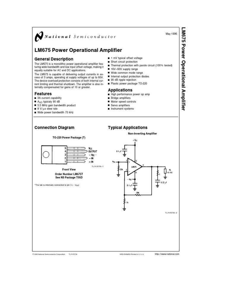 LM675 DS006739 1996-05 | PDF | Amplifier | Operational Amplifier