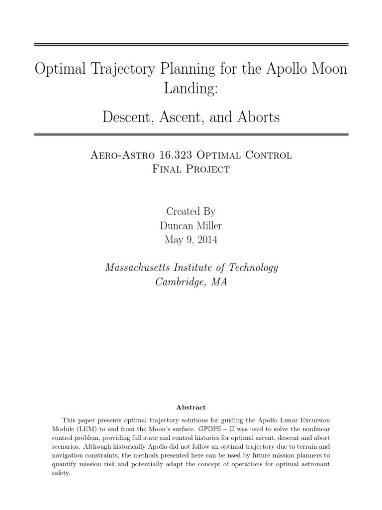 Apollo Lunar Module Trajectory Analysis | PDF | Apollo Lunar Module ...
