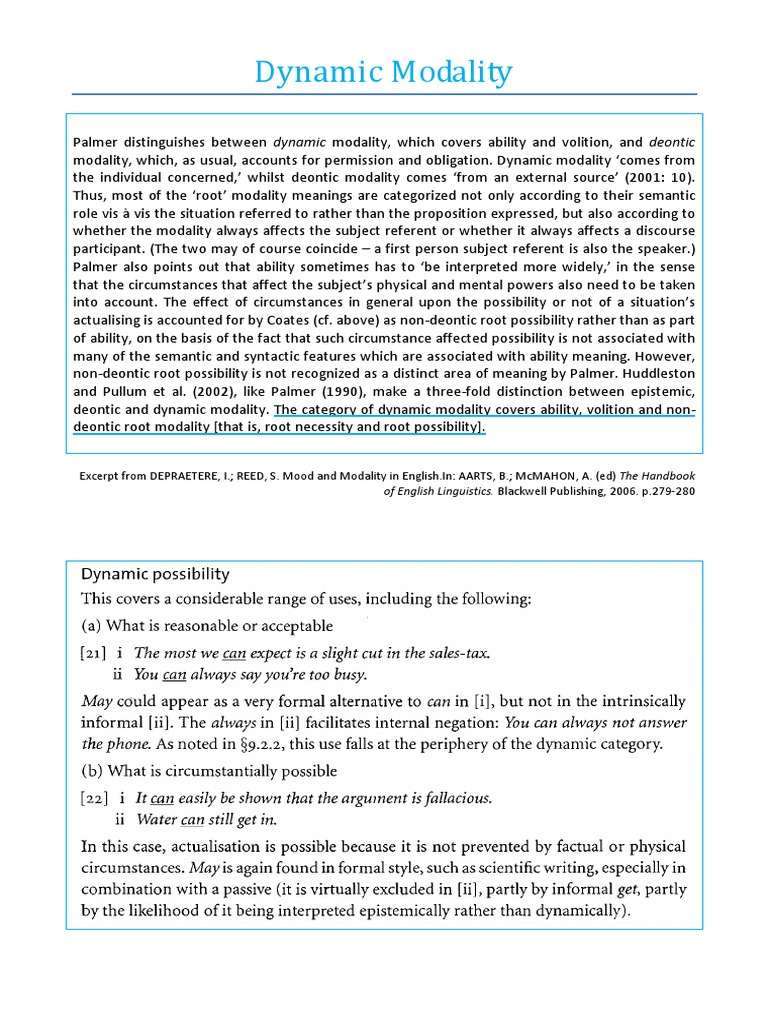 Dynamic Modality | PDF | English Language | Verb
