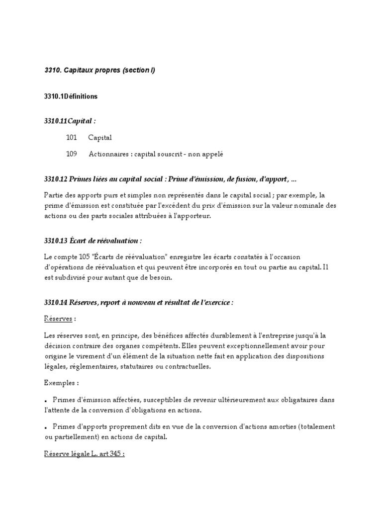 Reconstitution des capitaux propres | PDF | Action (Finance) | Dépréciation