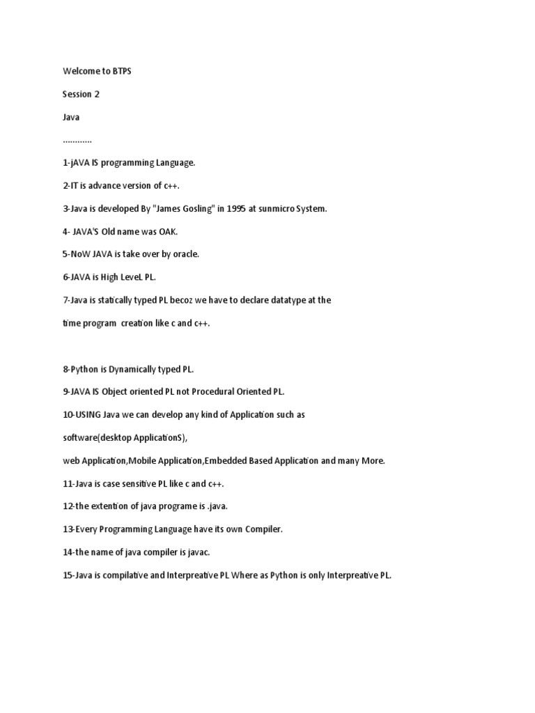 Java Basics | PDF | Java (Programming Language) | Class (Computer ... Java Basics | PDF | Java (Programming Language) | Class (Computer ...