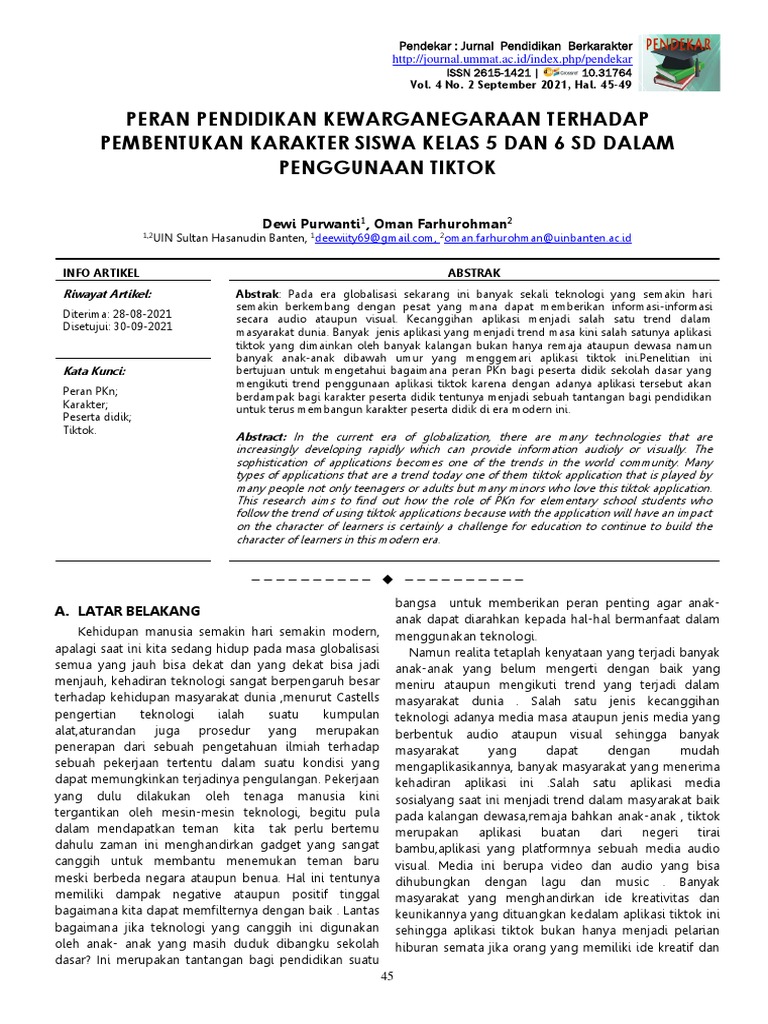 Peran Pendidikan Kewarganegaraan | PDF
