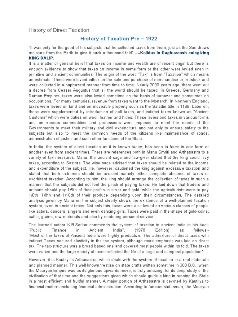 History of Direct Taxation | PDF | Taxes | Income Tax