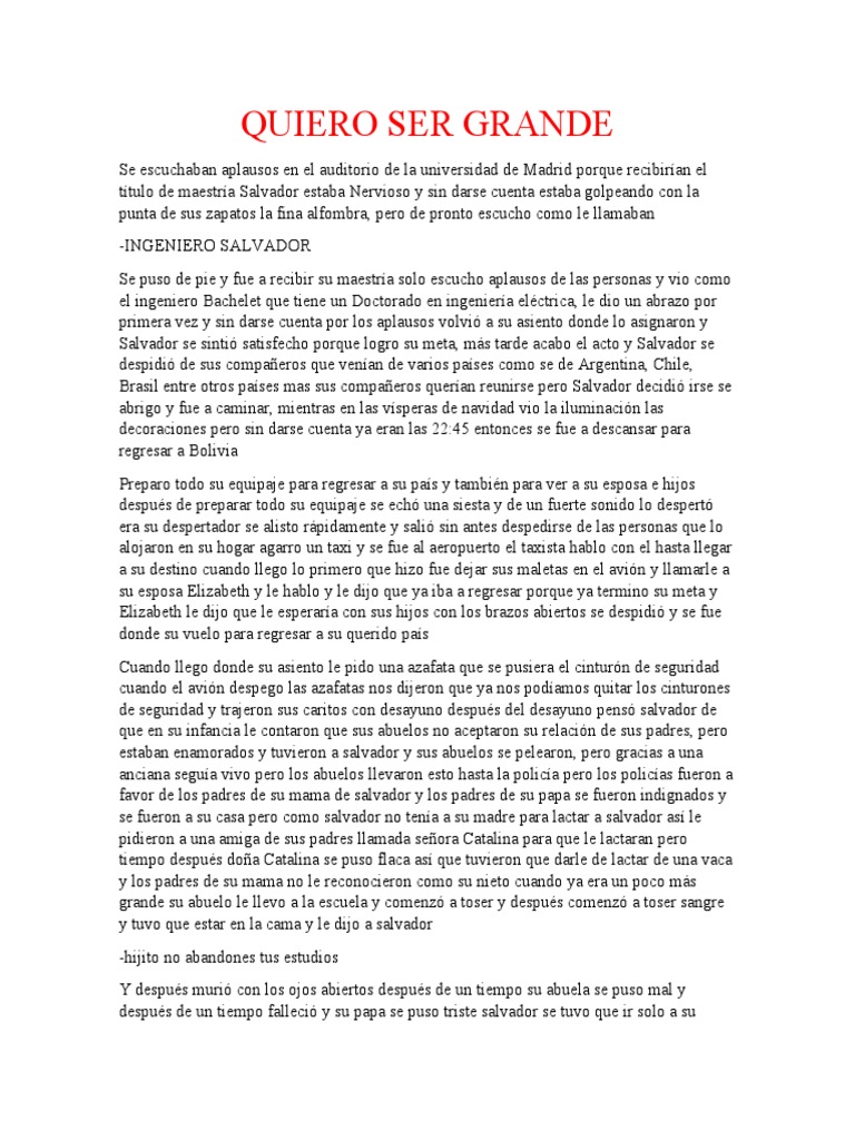 QUIERO SER GRANDE resumen | PDF