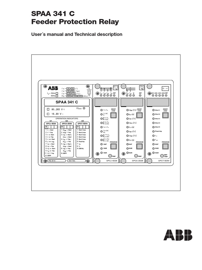 SPAA 341 C Feeder Protection Relay Manual | PDF | Relay | Switch