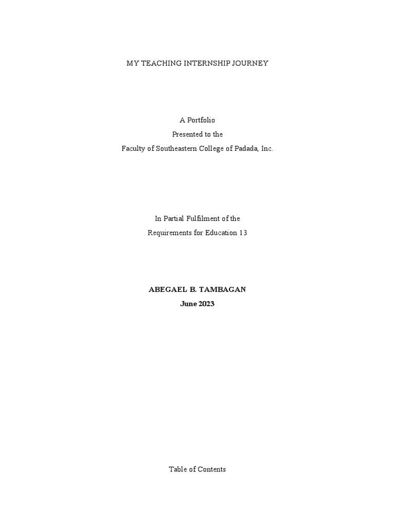 My Teaching Internship Journey | PDF | Teachers | Learning