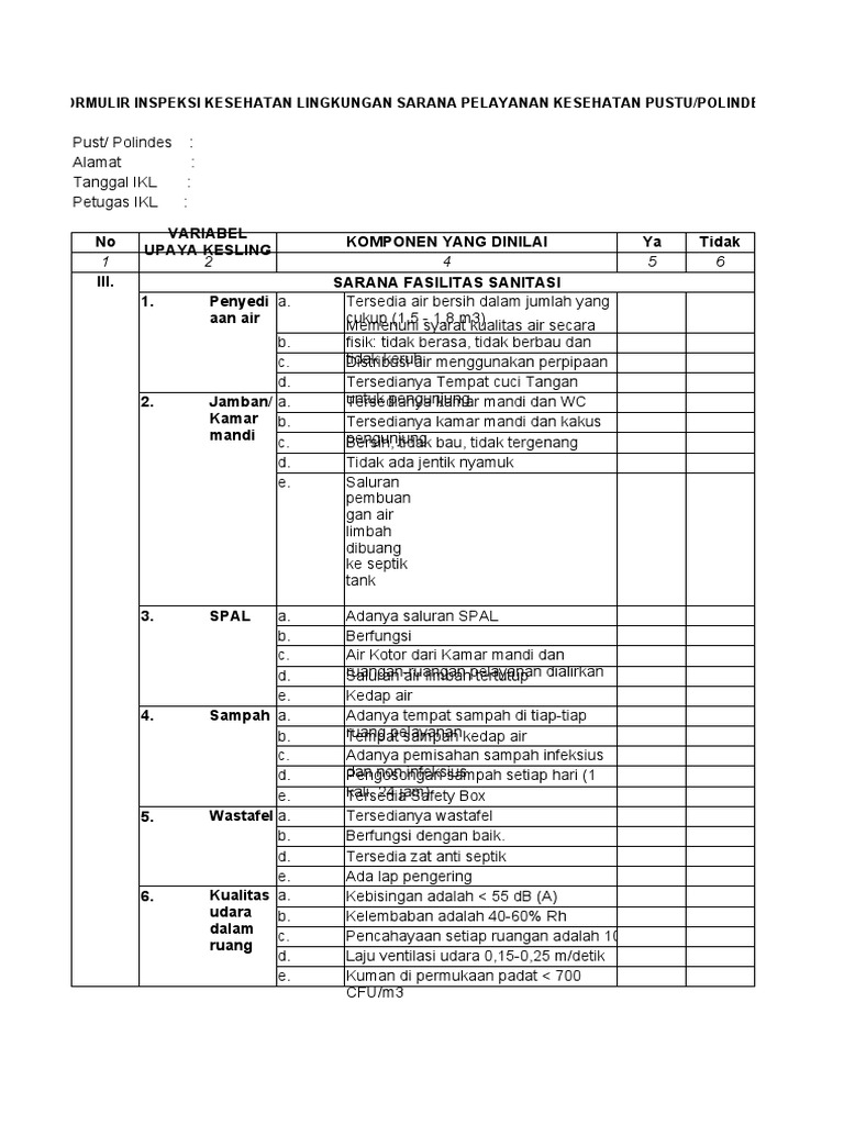 Formulir IKL Pustu Polindes | PDF