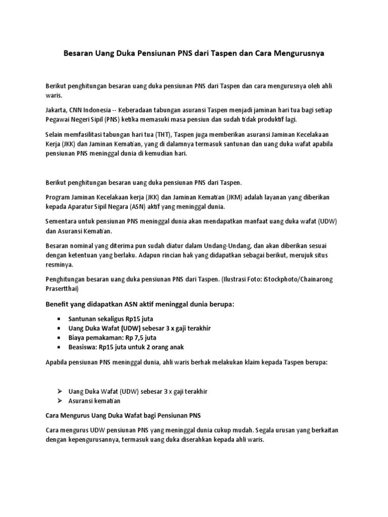 Cara Pencairan Taspen PNS Meninggal | PDF