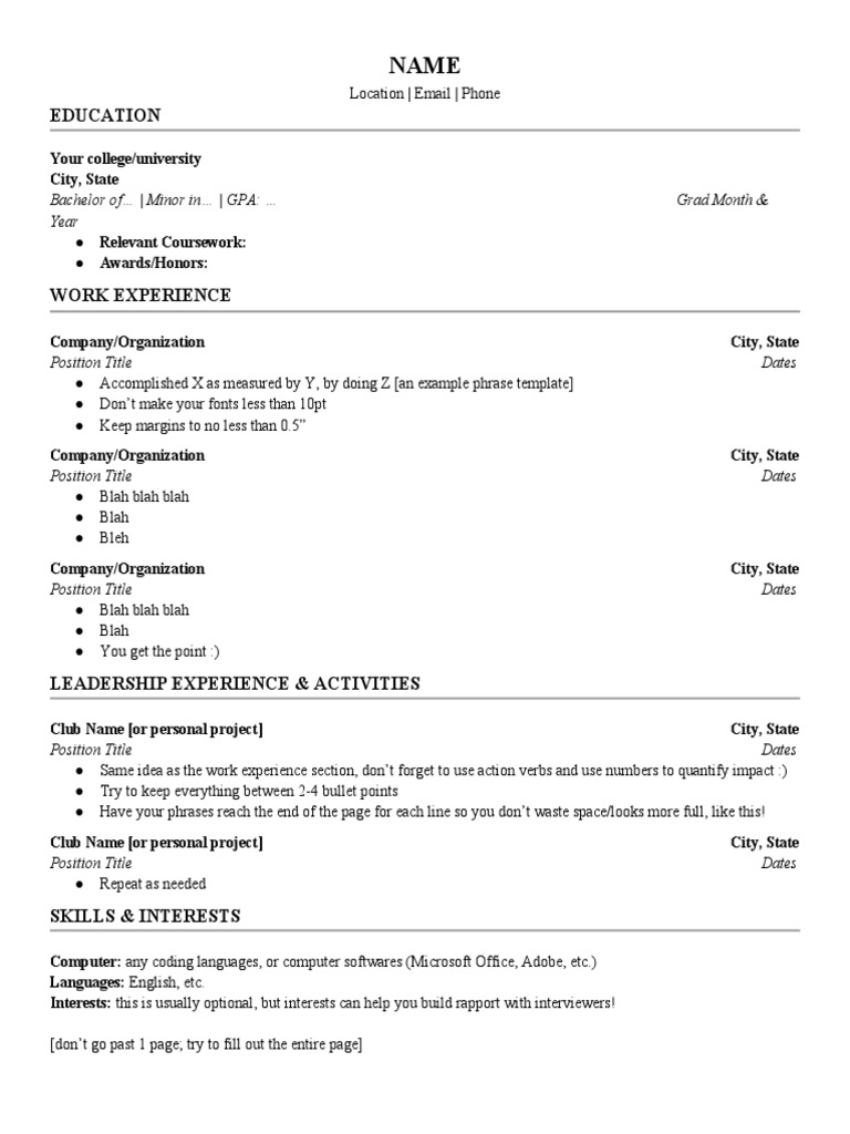Resume Template [MAKE A COPY] | PDF | Software Engineering | Software ...