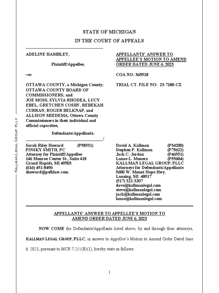 Appellants' Response to Motion to Amend Order | PDF | Appeal ...