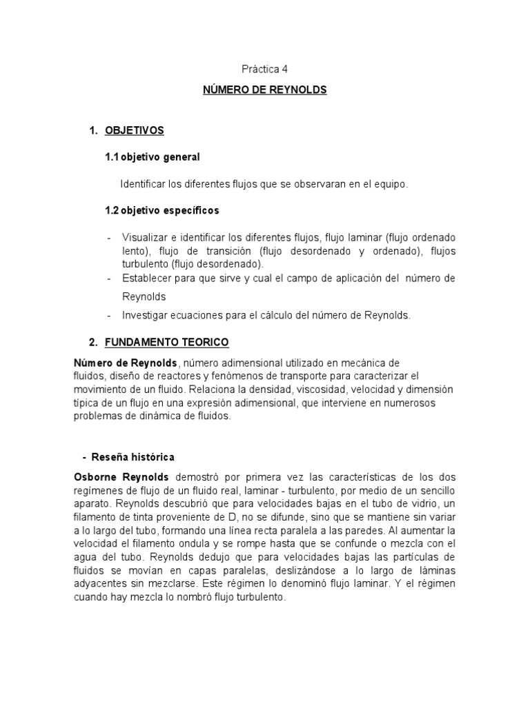 PRACTICA 4 Numero Reynolds | PDF | Numero Reynolds | Viscosidad