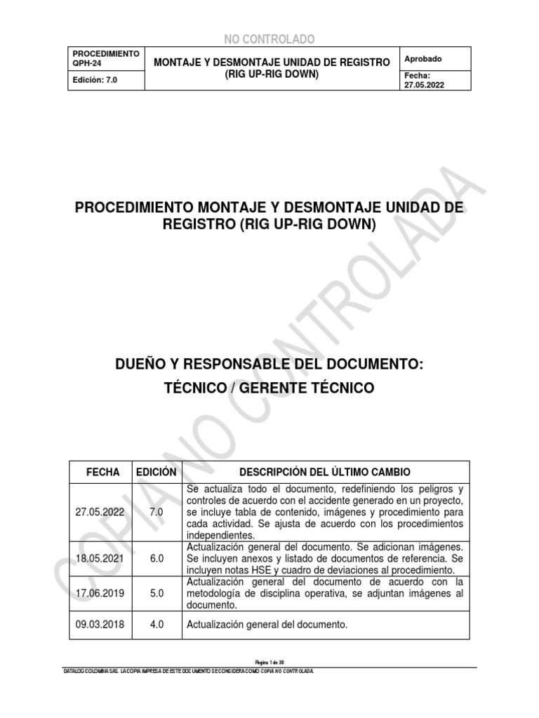 QPH - 24 Rig Up - Rig Down - Ed7 | PDF | Perforación | Presión