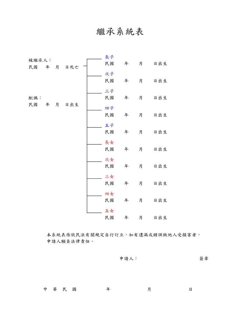 繼承系統表 Pdf