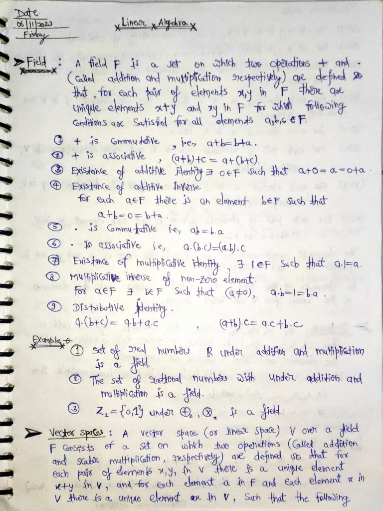 KG Maa'm Notes (Linear Algebra) | PDF