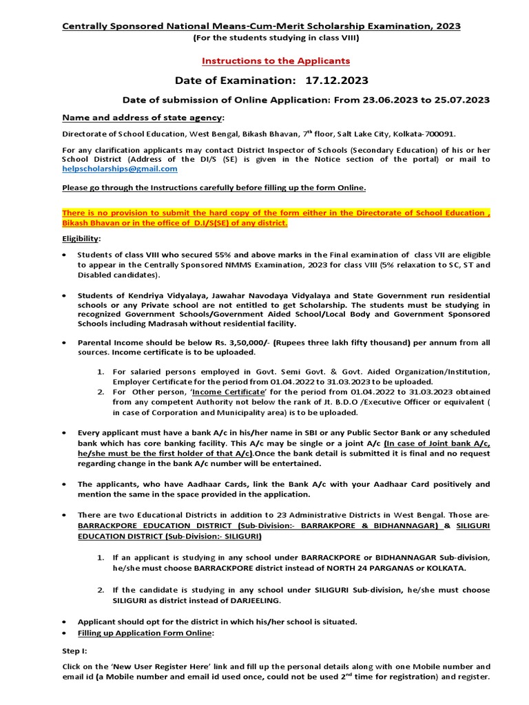 NMMSE 2023 Instruction | PDF | Multiple Choice
