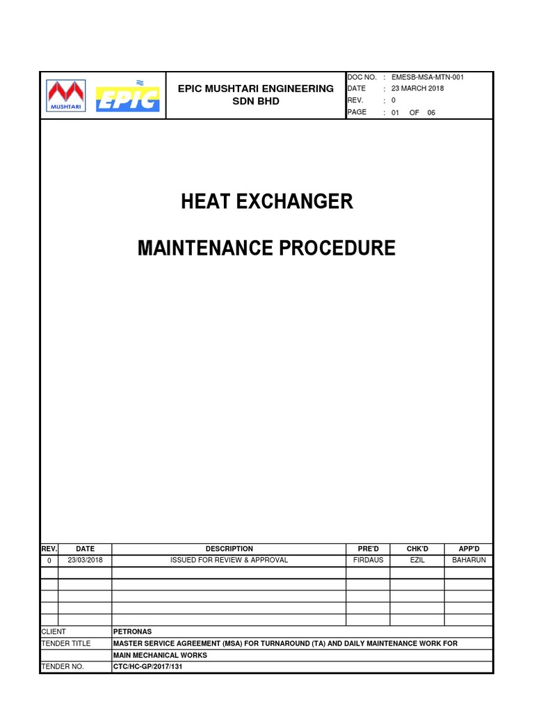 002 Emesb-Msa-Mtn-001 Heat Exchanger Procedure | PDF | Nondestructive ...