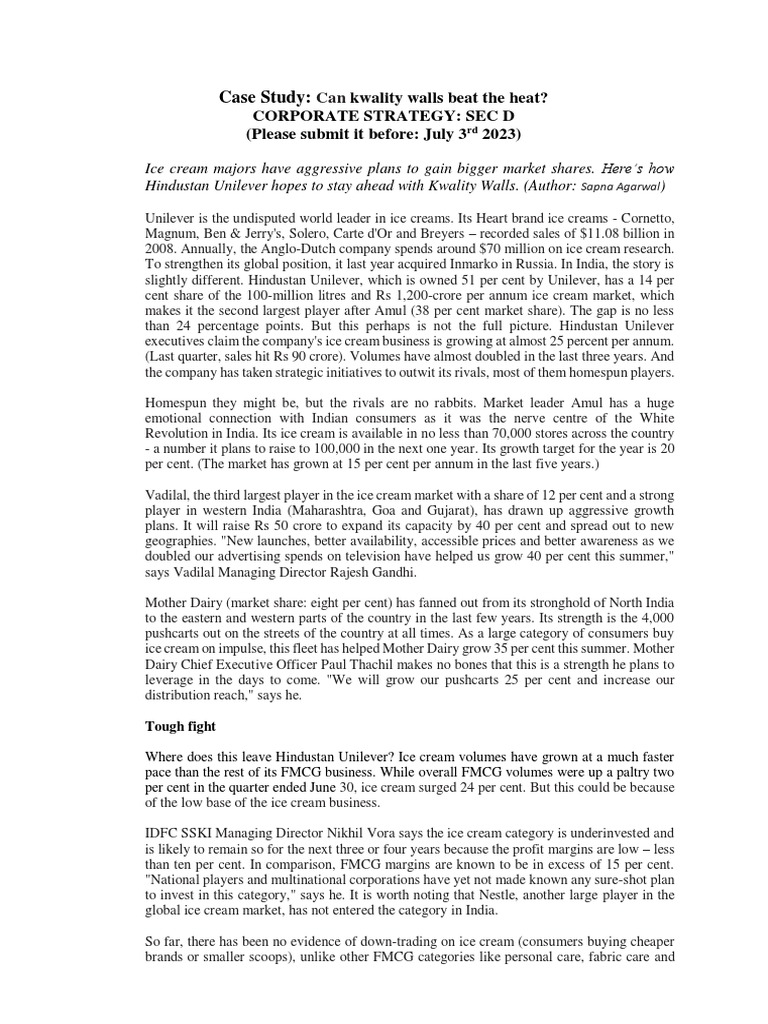 Case Study Cs | PDF | Unilever