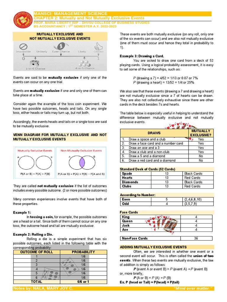 MANSCI - Chapter 2 | PDF | Playing Cards | Mathematics