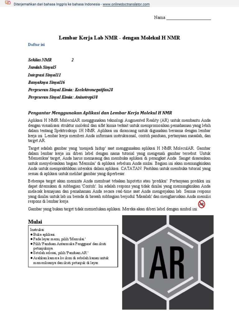 Panduan Praktis NMR 1H dengan AR | PDF | Sains & Matematika