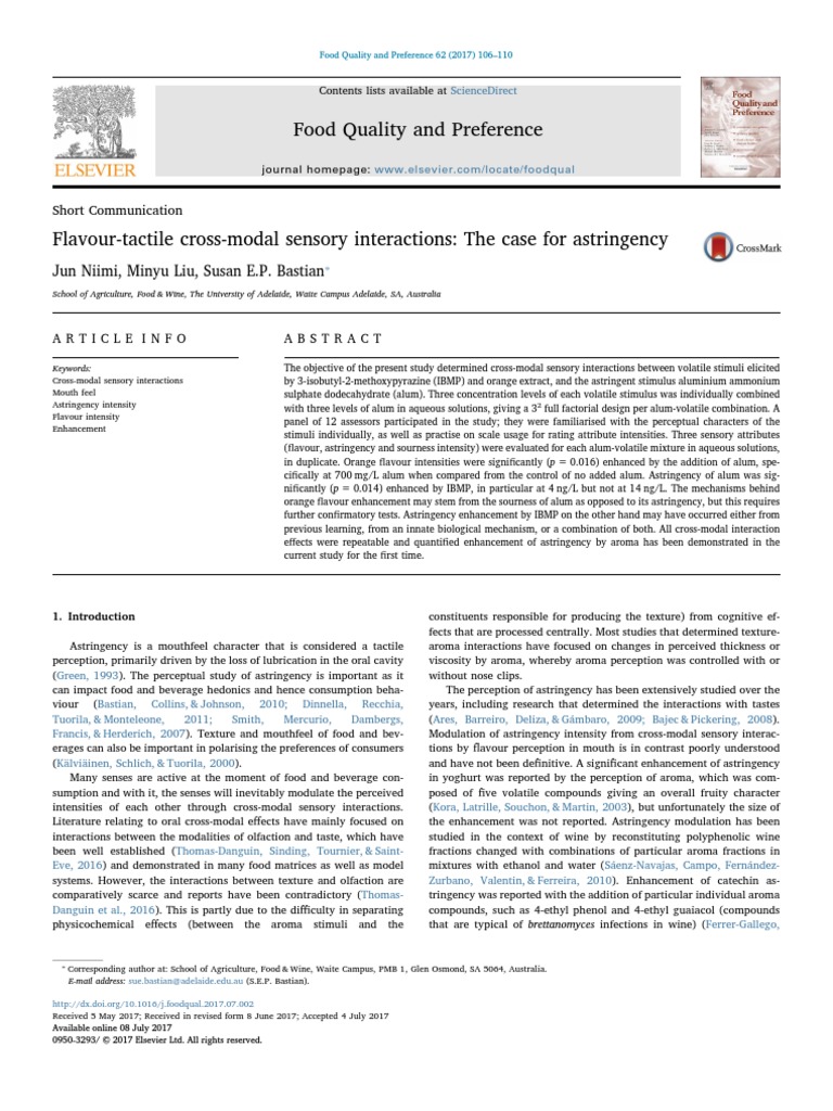 Astringency | PDF | Taste | Perception