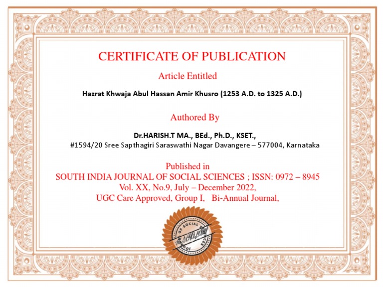 Certificate of Publication: Article Entitled | PDF