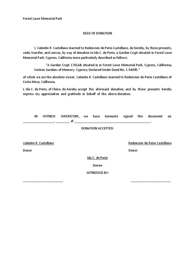 Deed of Donation For Crypt | PDF | Finance & Money Management ...