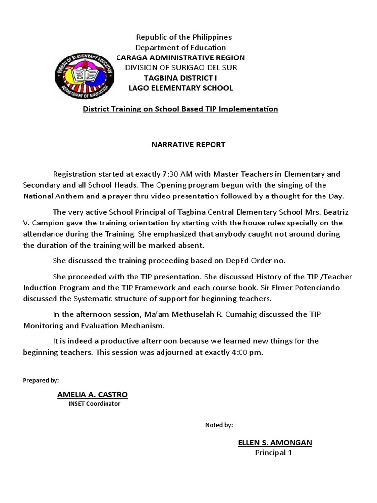 Narrative Report On TIP | PDF