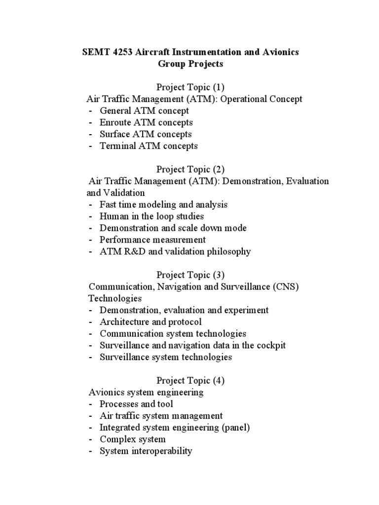 Avionics Project Topics-Sem1-2022-2023 | PDF | Avionics | Unmanned Aerial Vehicle