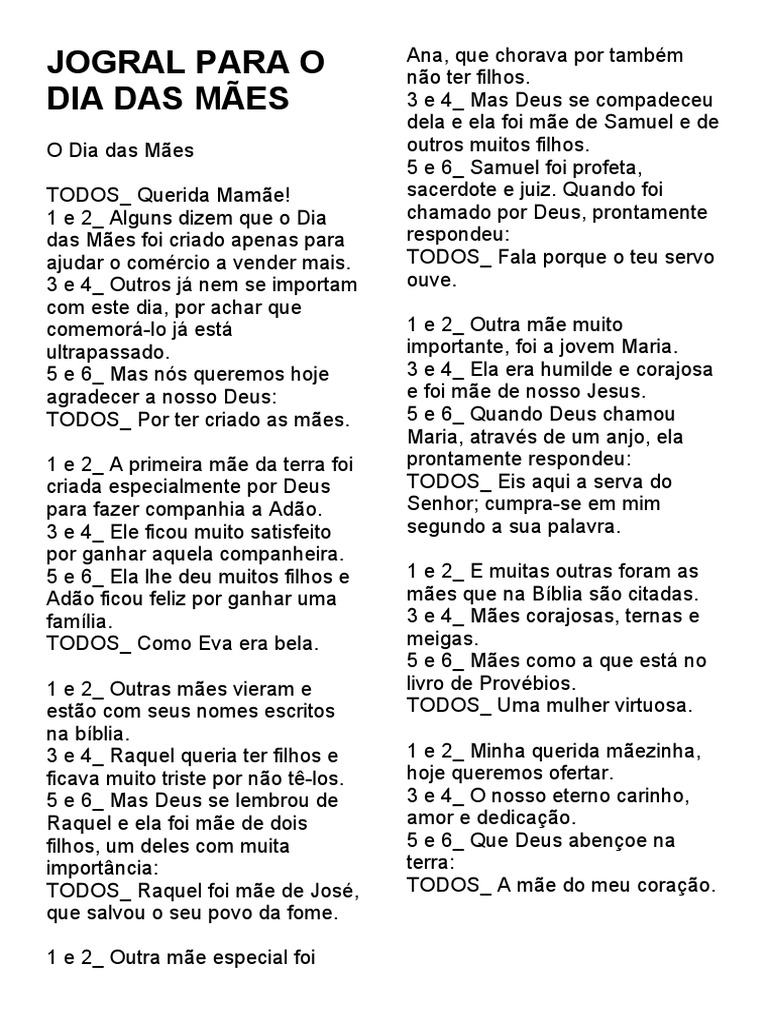 Jogral para o Dia Das Mães | PDF | Religião e Espiritualidade