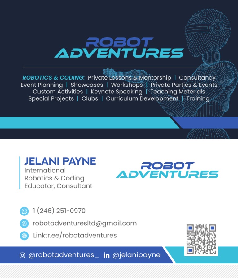 Robot Adventures Business Card Front and Back | PDF | Business