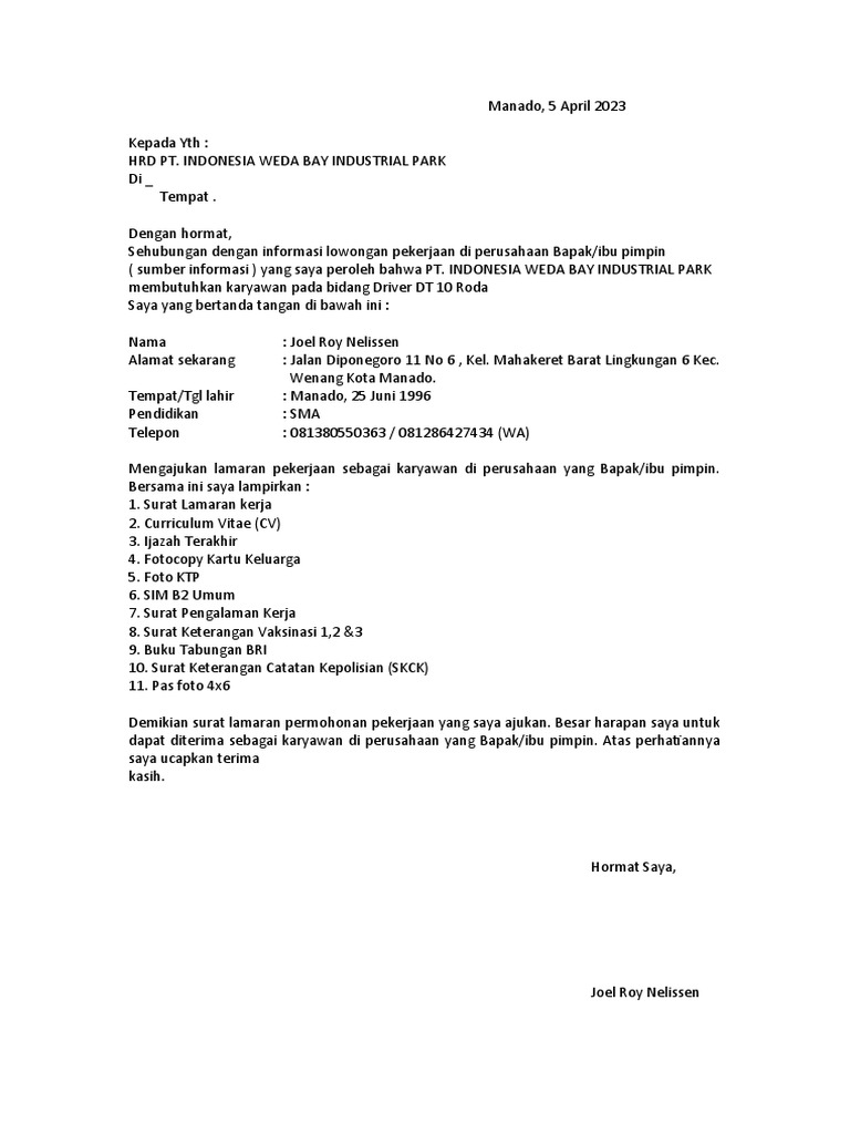 CV JOEL Iwip New | PDF