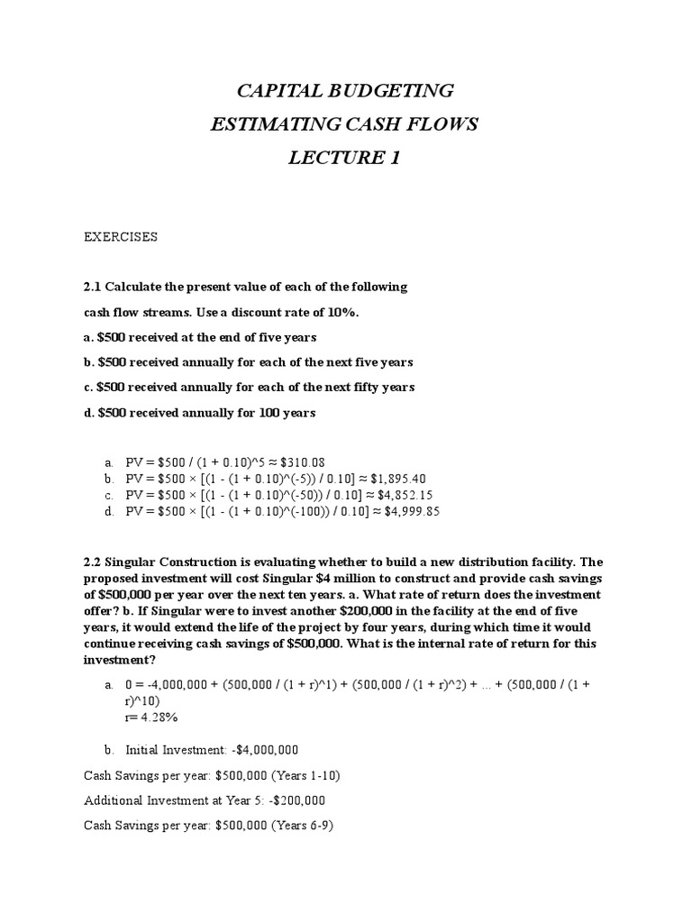 Cb Lecture 1 Pdf Net Present Value Depreciation