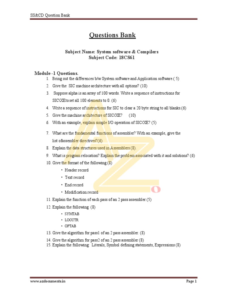 System Software & Compilers Question Bank | PDF | Parsing | Syntax (Logic)