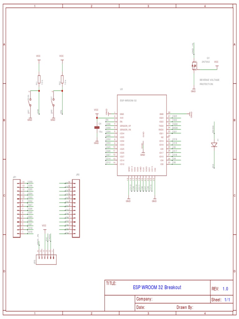 Schematic - ESP WROOM 32 Breakout - 2021!05!23 | PDF | Ajedrez