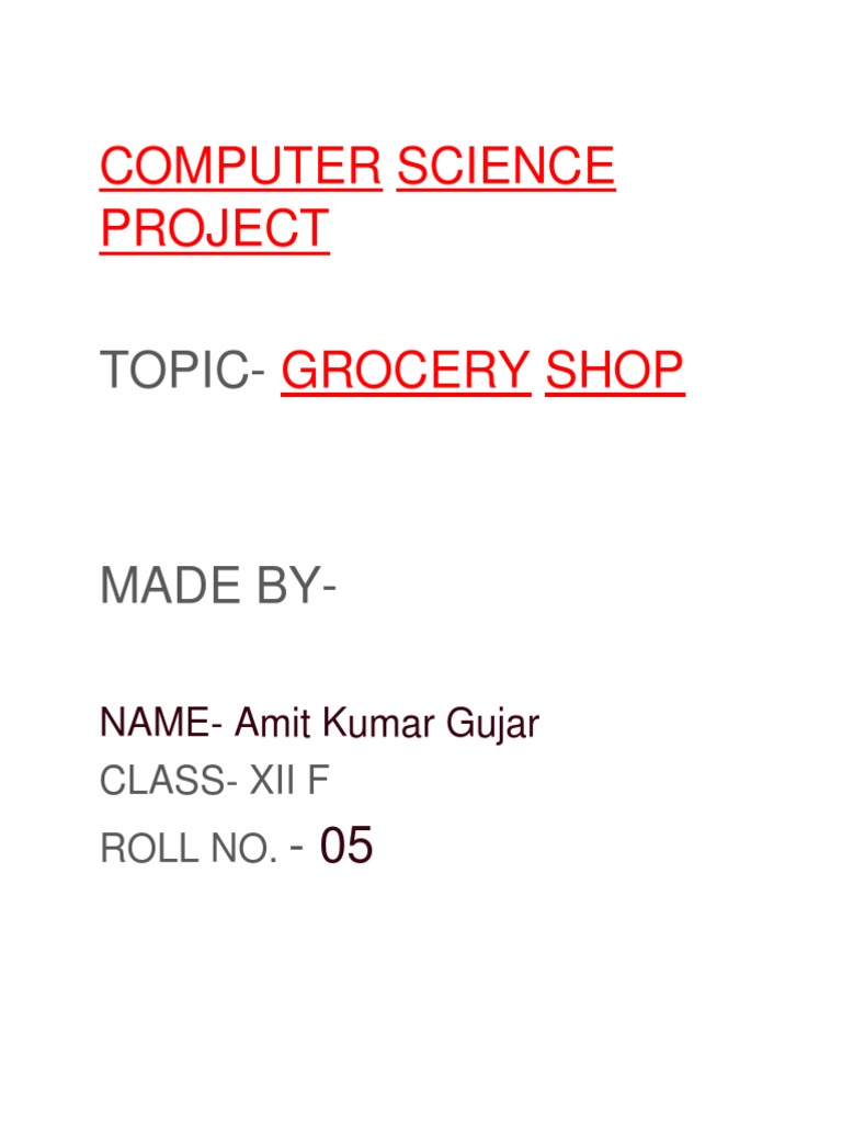 Grocery Shop Amit XII-F - Naresh Rawat | PDF | Software Development | Software Engineering