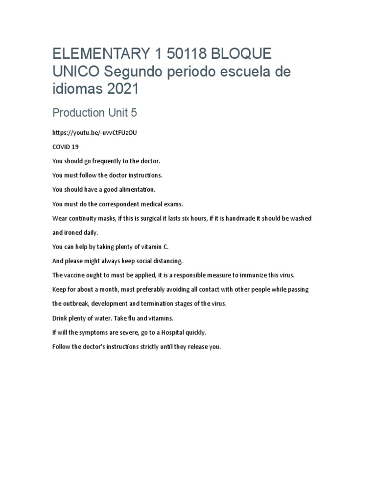 ELEMENTARY 1 Production 5 | PDF