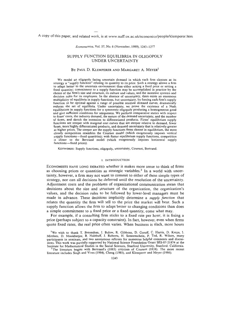 Klemperer SupplyII | PDF