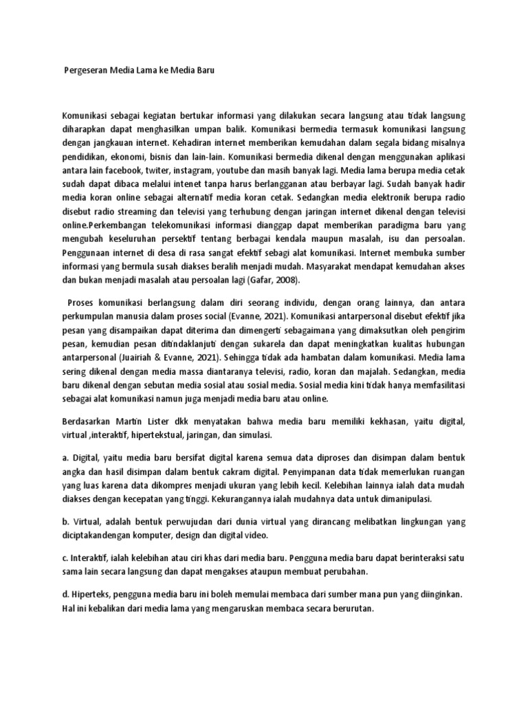 Pergeseran Media Lama Ke Media Baru | PDF