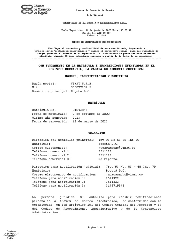 Certificado Camara Junio | PDF | Televisión | Sociedad de ...