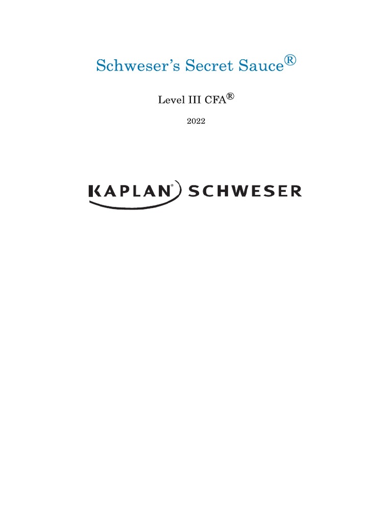 2022 CFA© Level III - Secret Sauce | PDF